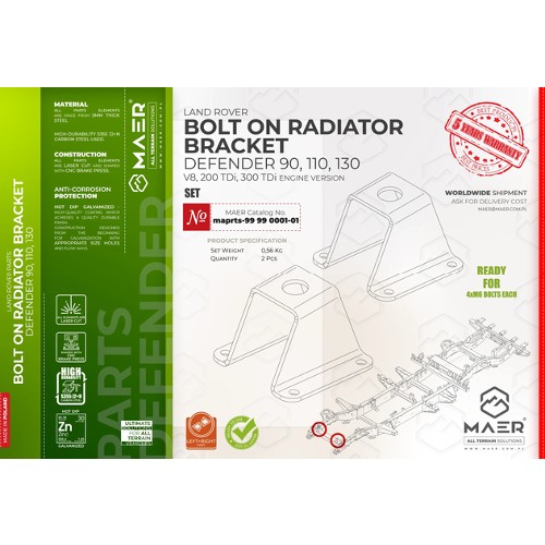 Buy maprts-9999000101 MAER Defender 90 / 110 / 130 2/300Tdi V8 Radiator ...